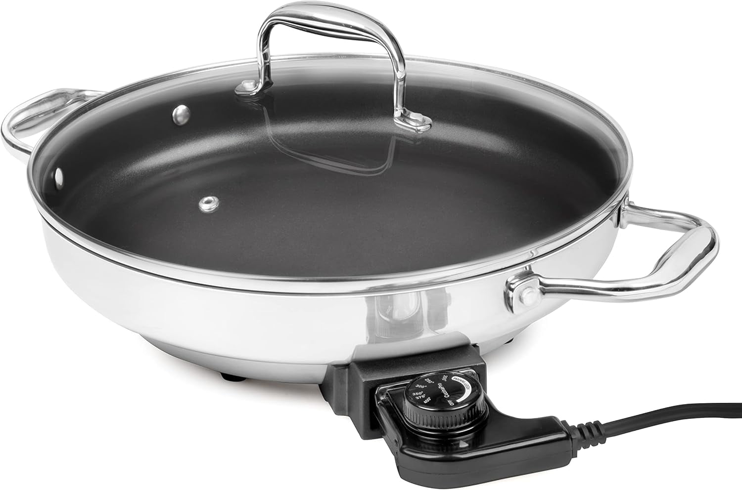 CucinaPro Electric Skillet, 12" Round, Glass Lid & Temp Control ...