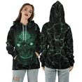 Electric Skull 3D Print Hoodie, Green Lightning Horror Face Hoodie ...