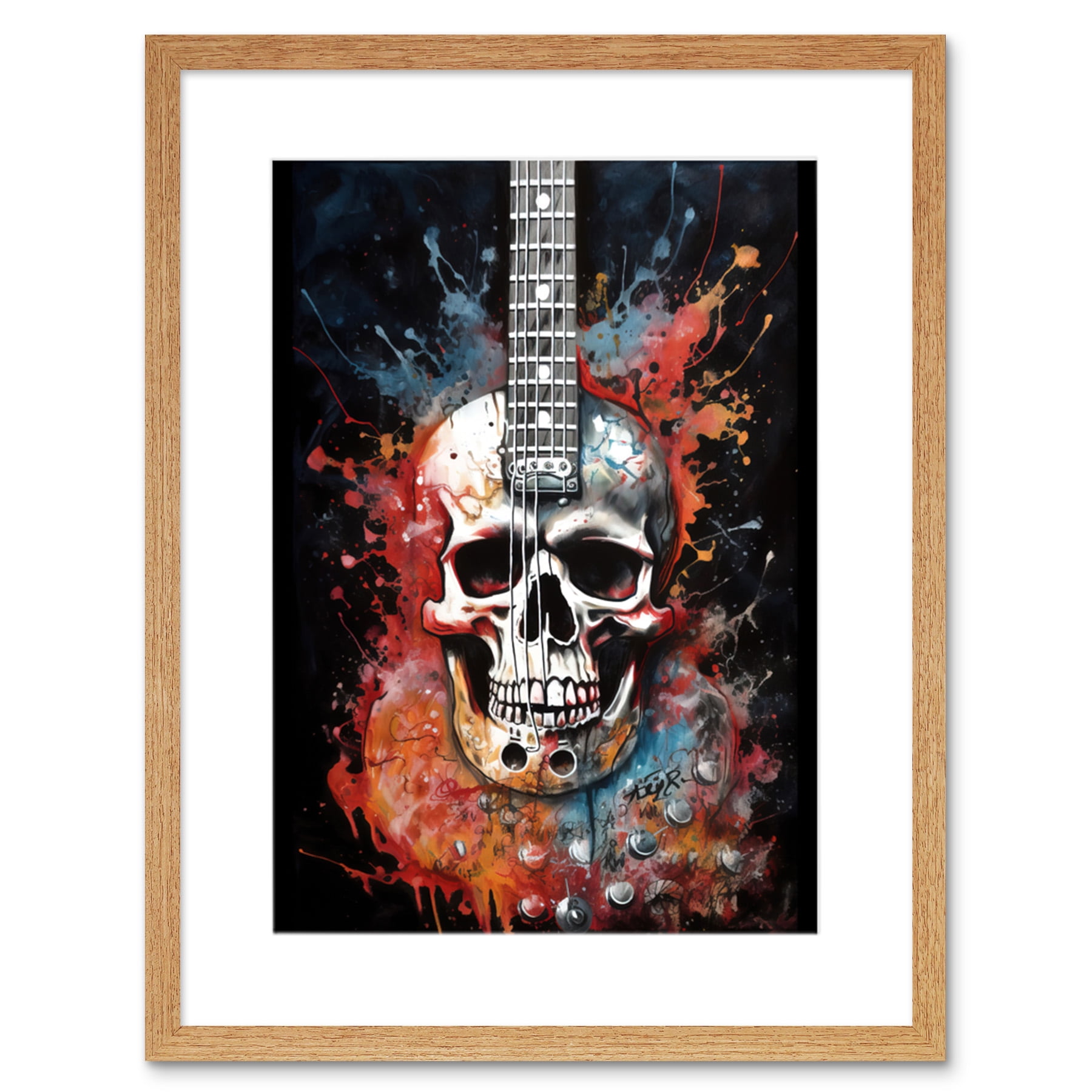 Electric Skull Guitar Death Metal Music Concept Splatter Art Modern ...