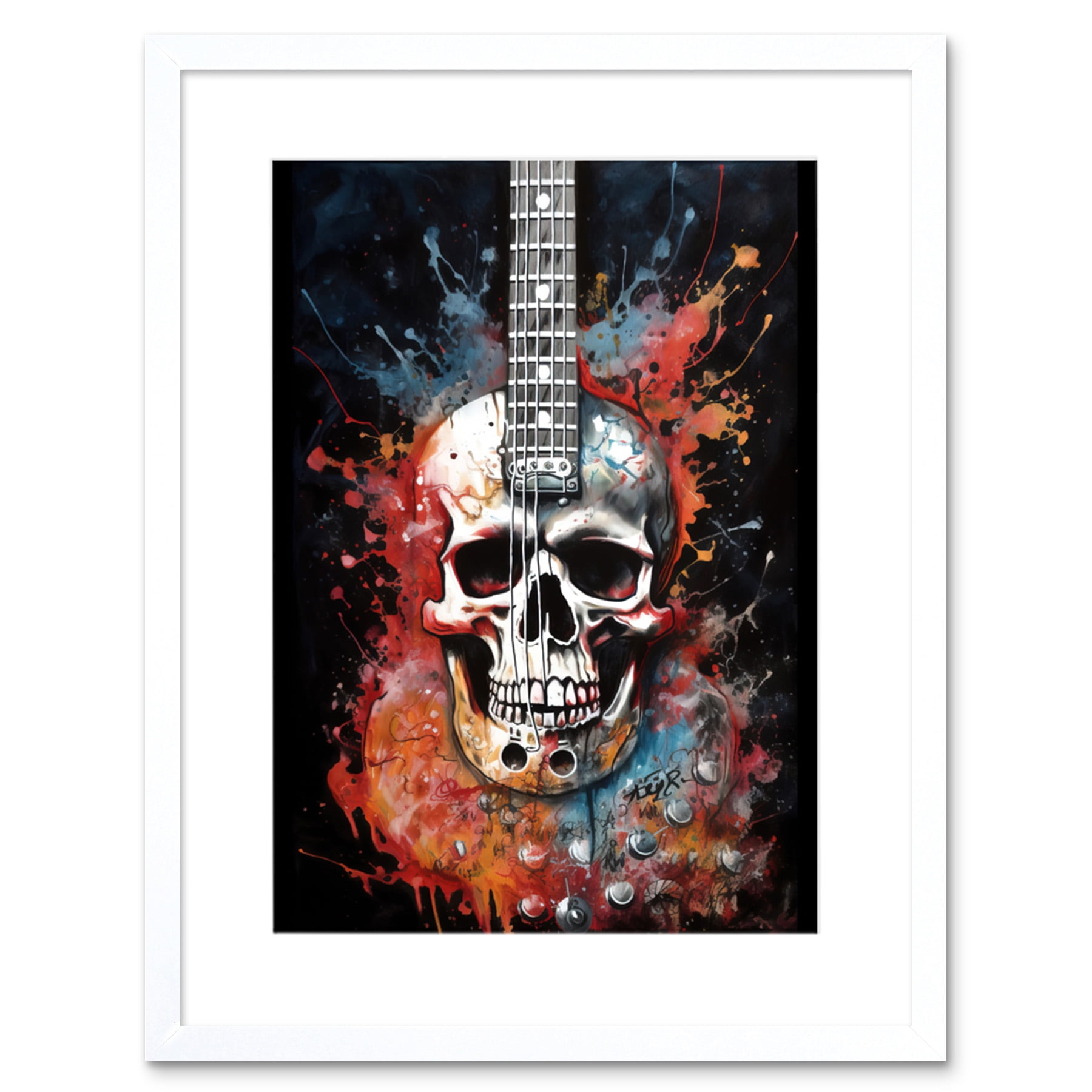 Electric Skull Guitar Death Metal Music Concept Splatter Art Modern ...