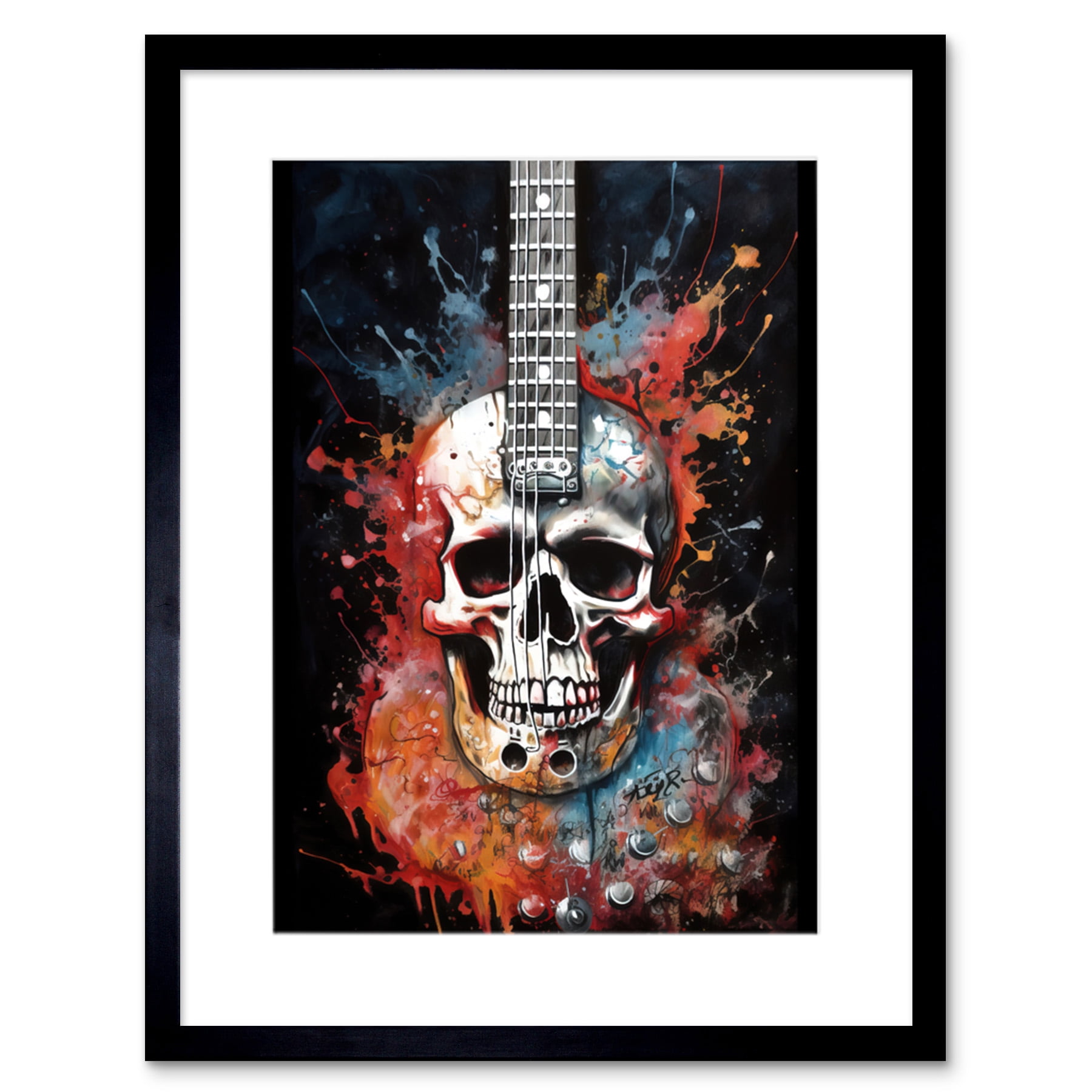 Electric Skull Guitar Death Metal Music Concept Splatter Art Modern ...