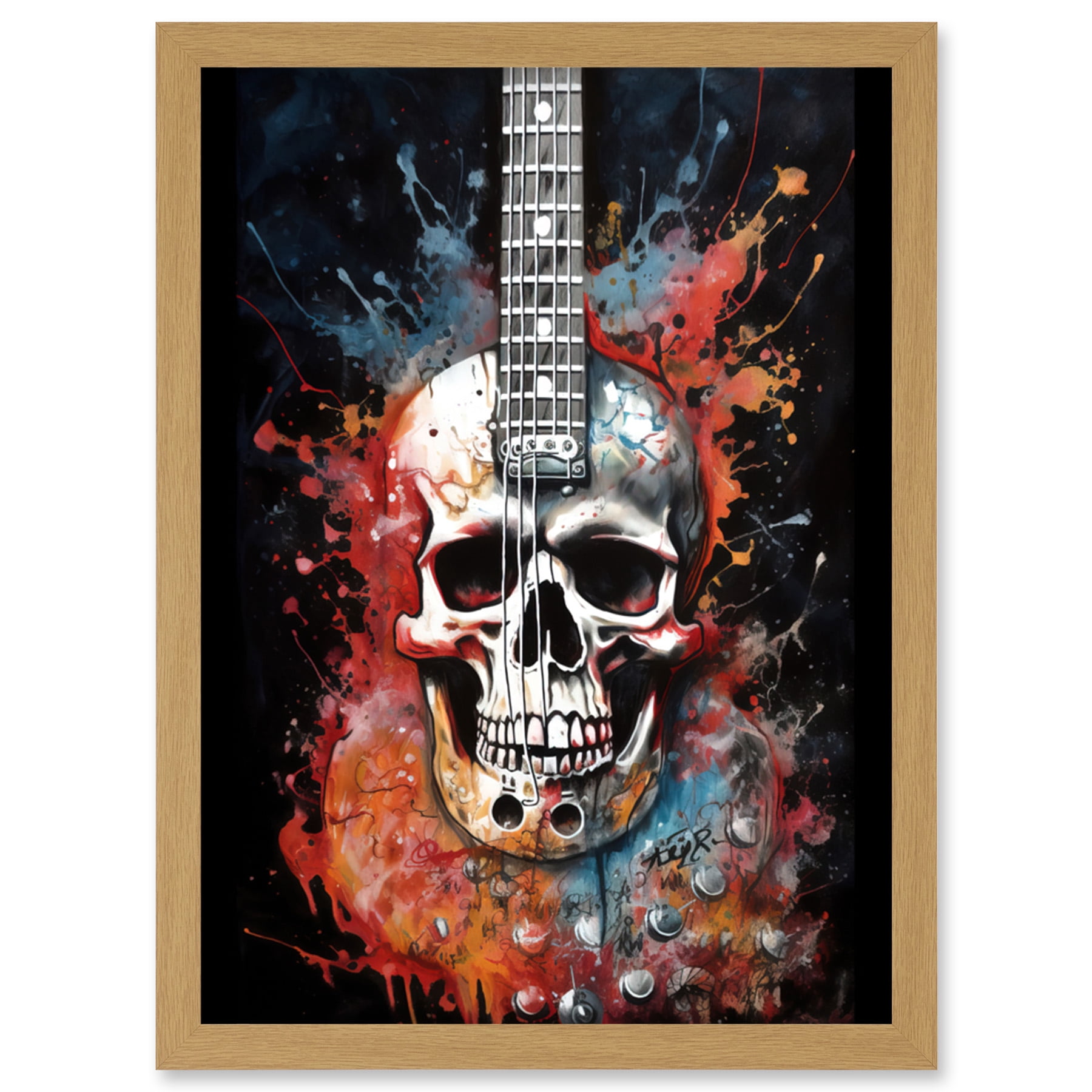 Electric Skull Guitar Death Metal Music Concept Splatter Art Modern ...