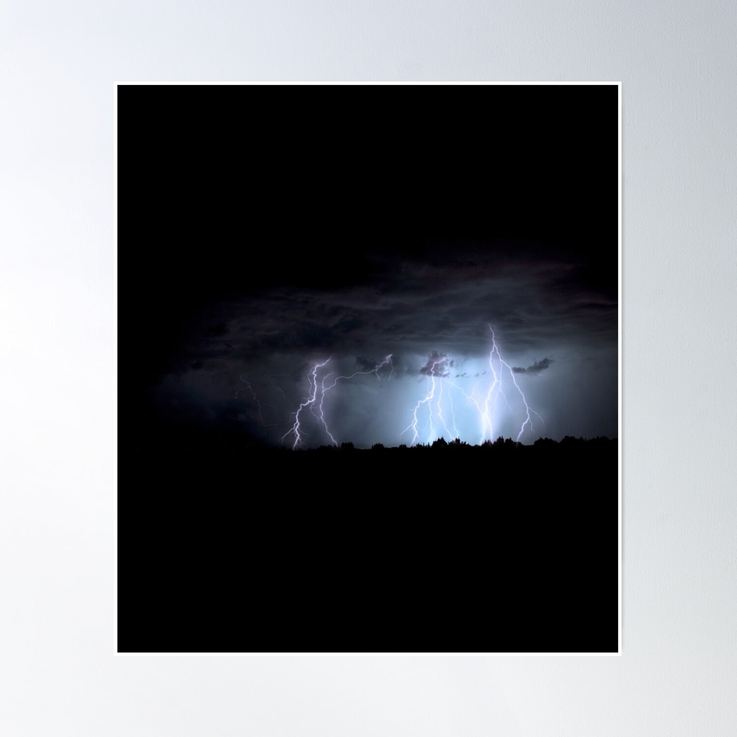 Electric Sky – Powerful Lightning Storm Over Forest Poster Wall Art ...