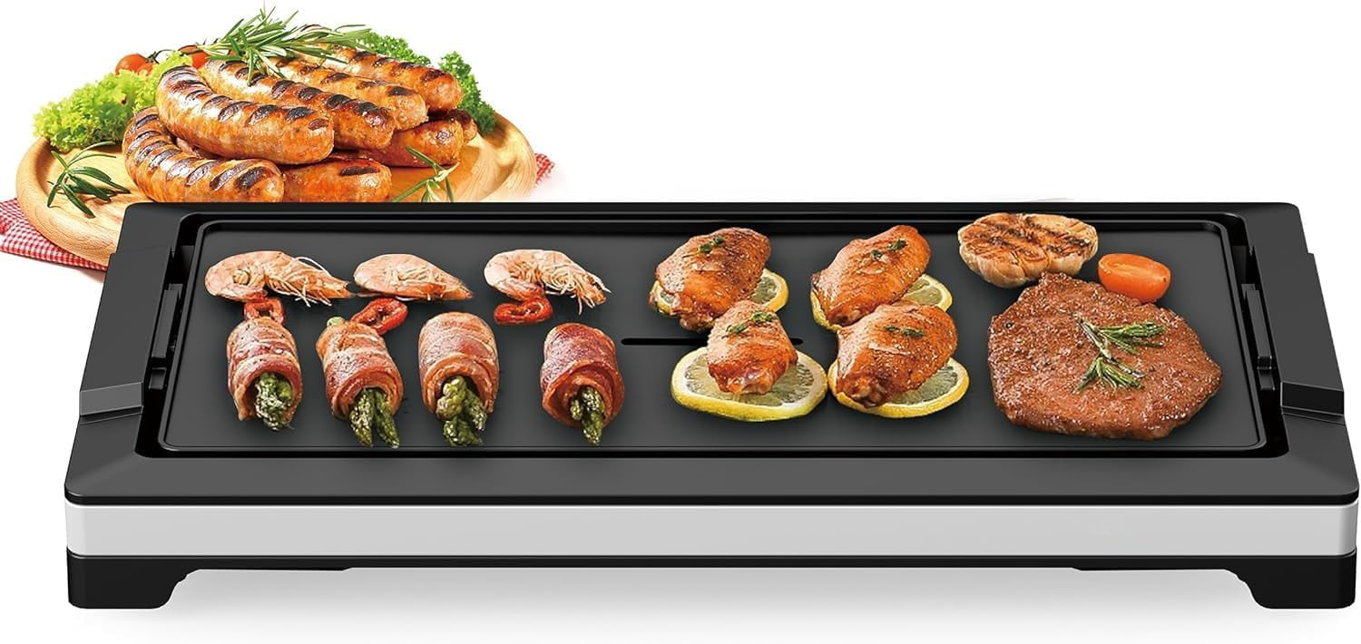 Electric Smokeless Indoor Griddle, Flat Top Grill, 1800W Fast Heat Up ...