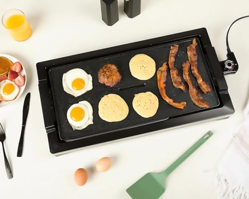 Electric Smokeless Indoor Griddle, Flat Top Grill, 1800W Fast Heat Up ...