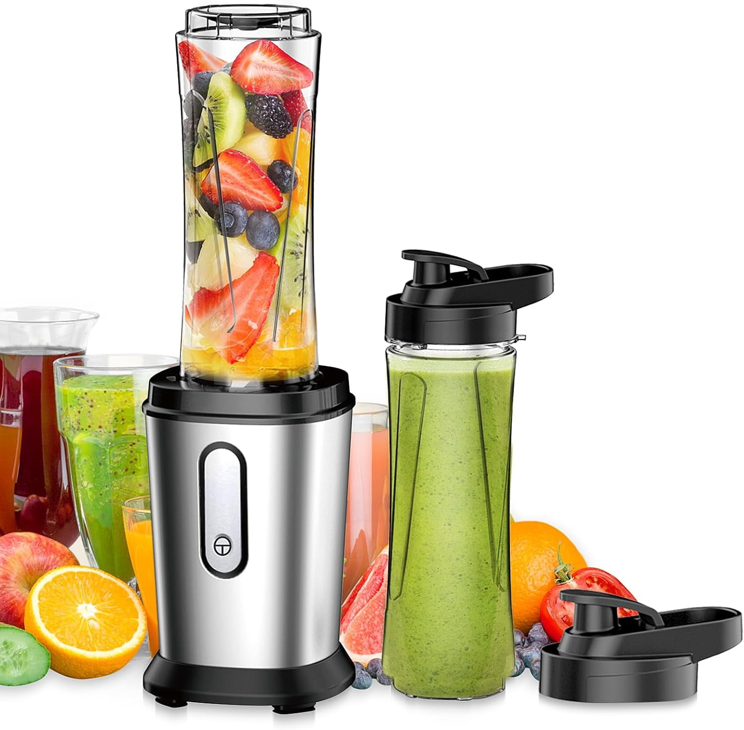 Electric Smoothie Blender, Powerful Small Blender with 2 Portable 20oz ...