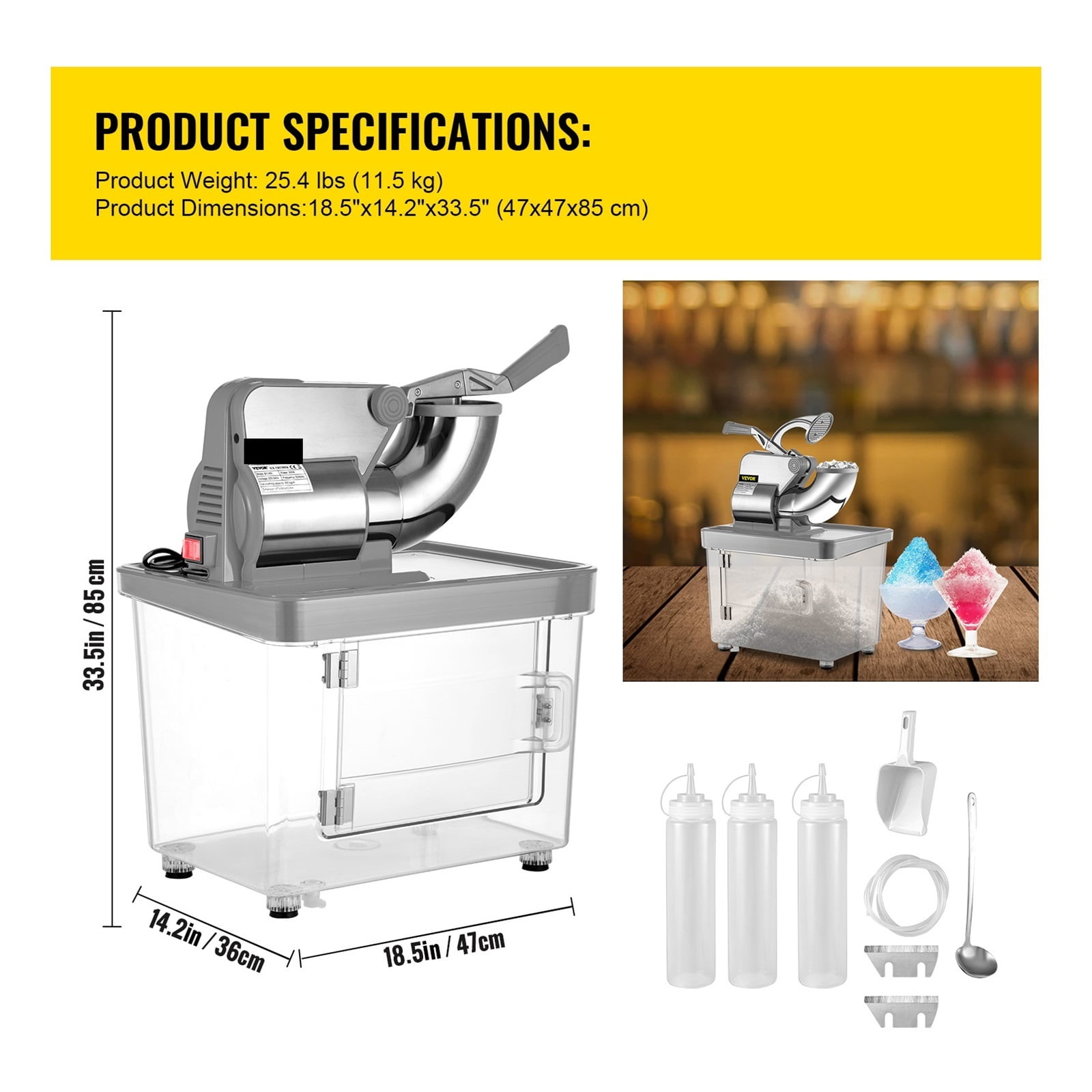 Electric Snow Cone Machine, Ice Crusher, Glass Graner, Blender, Chopper ...