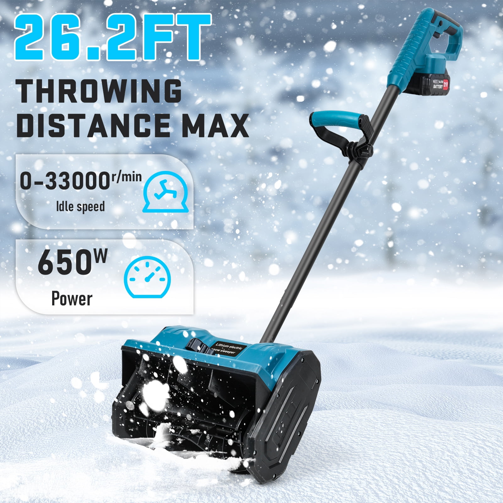Electric Snow Shovel, Cordless Snow Shovel with 2 Batteries and 1 ...