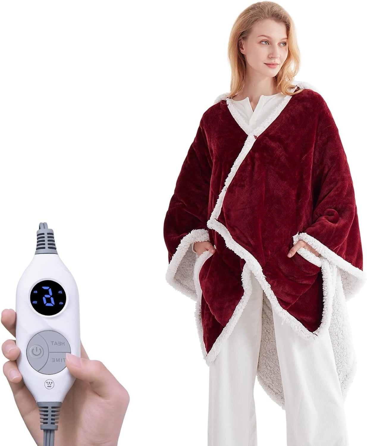 Electric Snuggle Throw Blankets with Foot Pocket, Wearable Heated ...