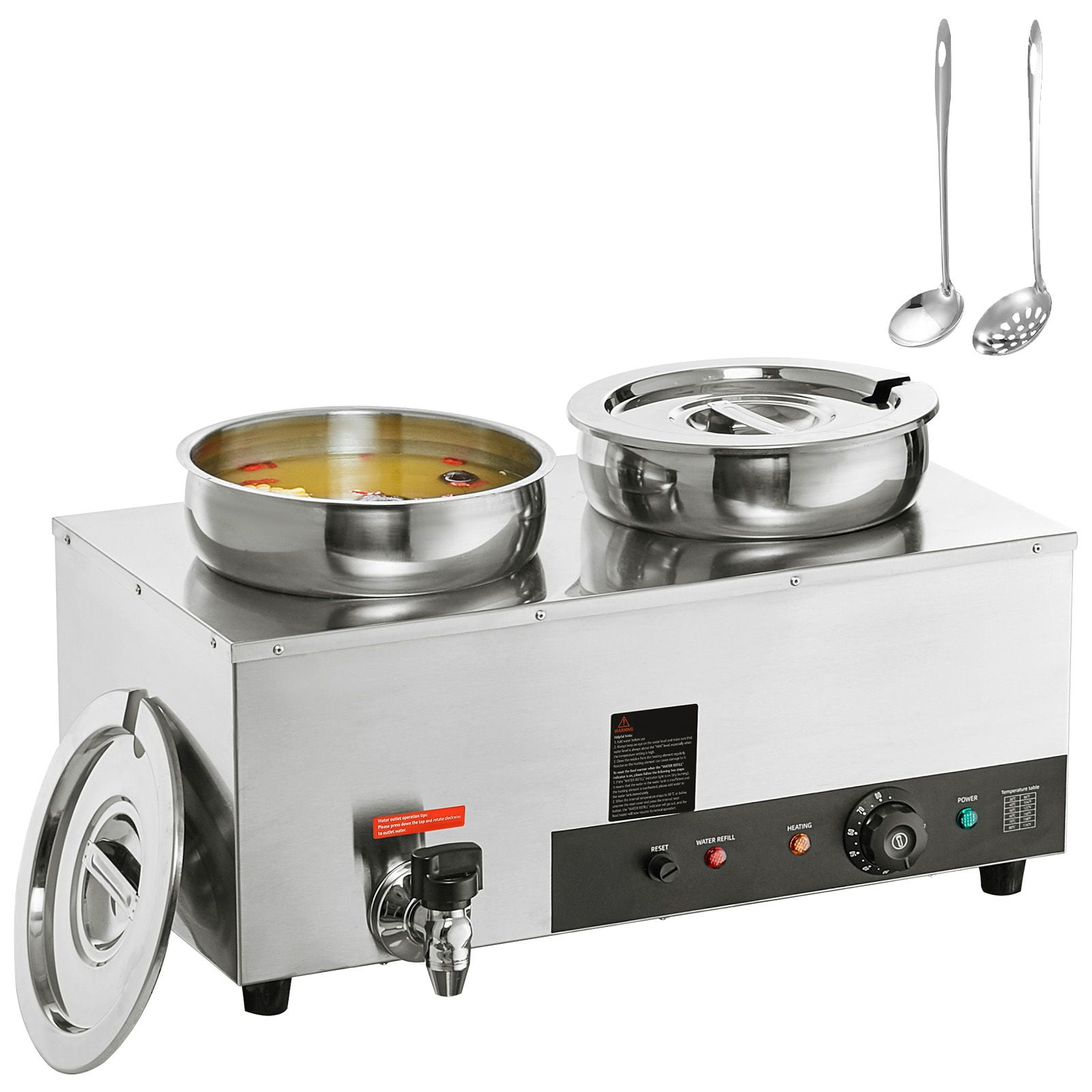 Electric Soup Warmer Dual 7.4 Qt Stainless Steel Bain Marie Food Warmer ...