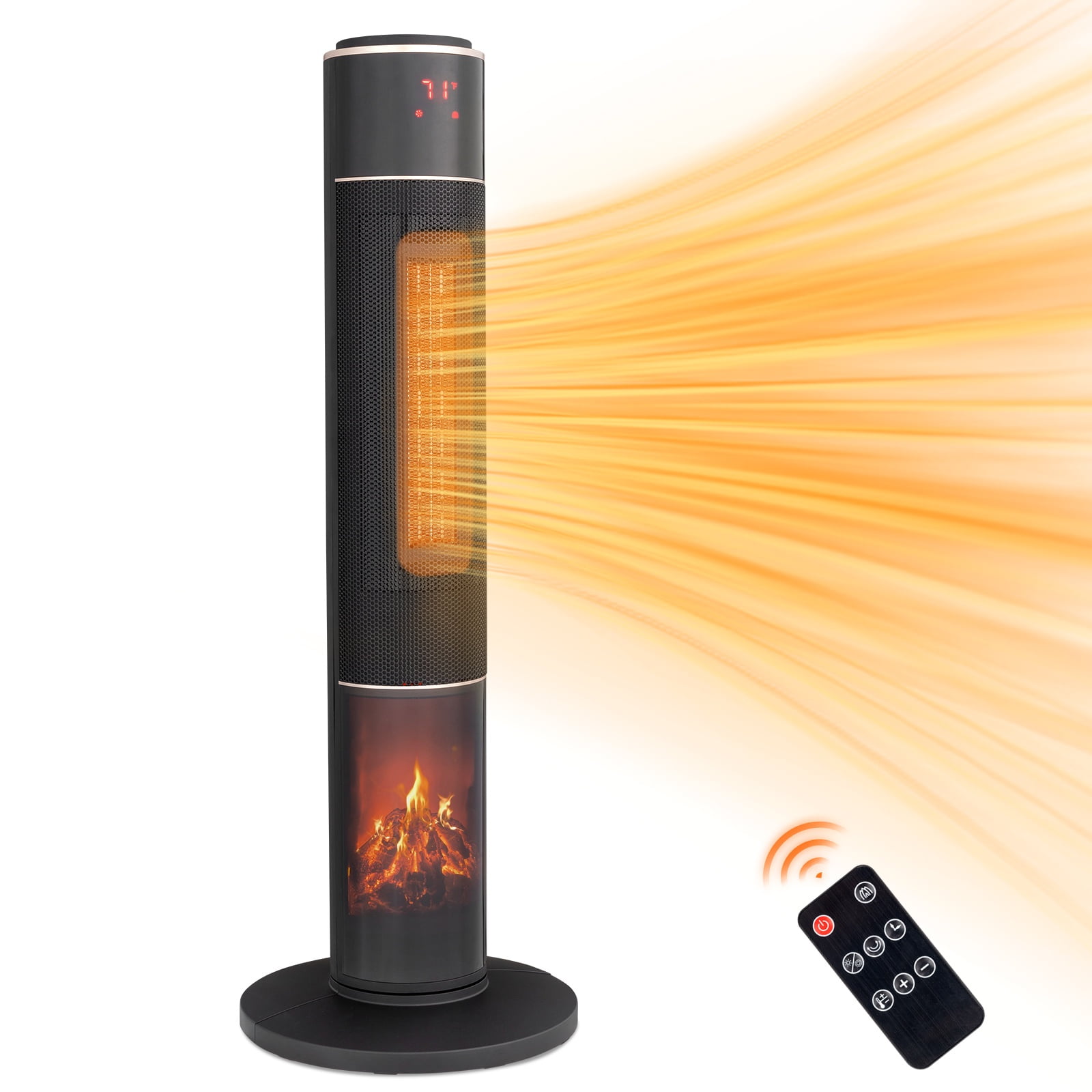 Seizeen Space Heater, Electric Tower Heater, 3D Flame, 60Â° Oscillating ...