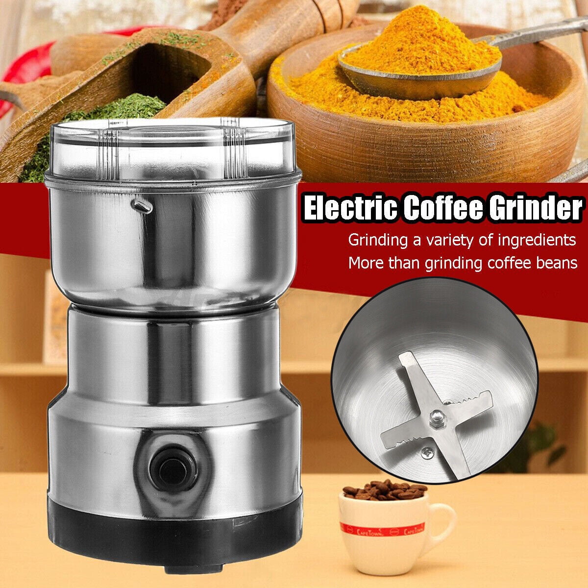 Electric Spice Coffee Nut Seed Herb Grinder Crusher Mill Blender Steel ...