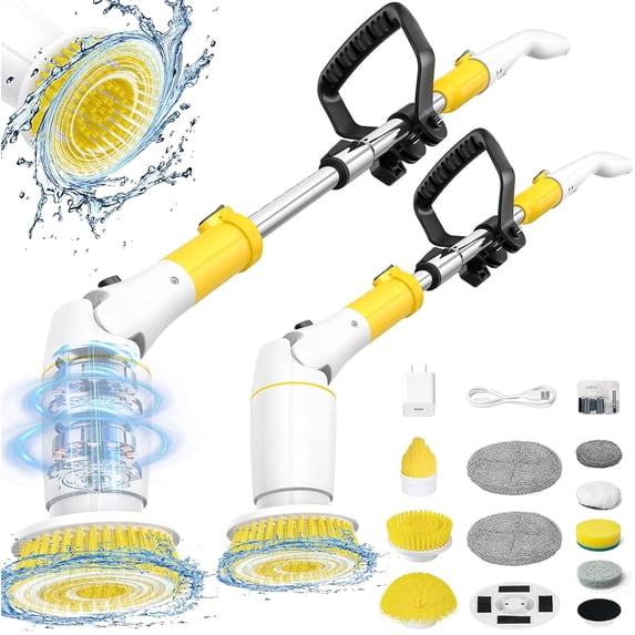 Electric Spin , Cordless Cleaning Brush Shower Up to 550 RPM with 9 ...