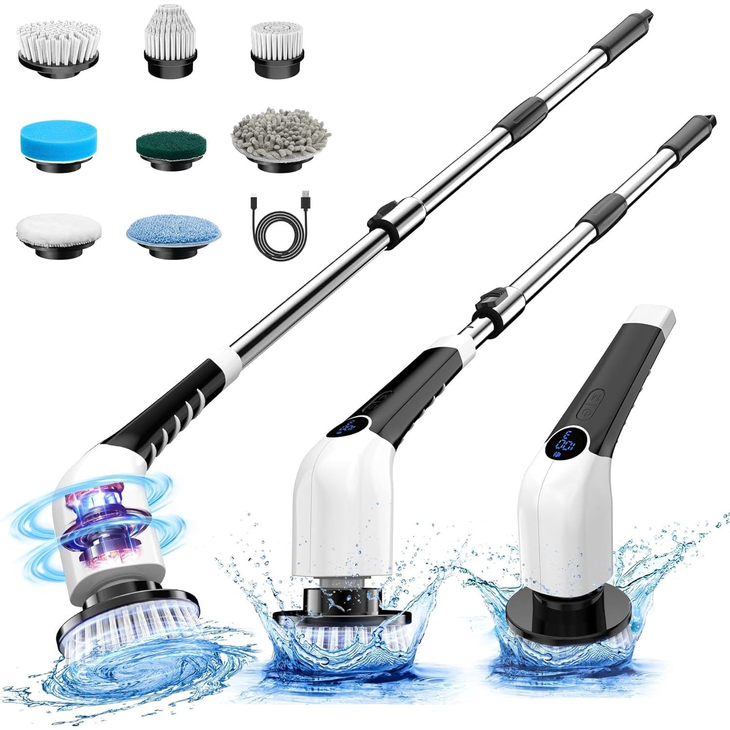 Electric Spin Scrubber, 2024 New Cordless Voice Prompt Shower Cleaning ...