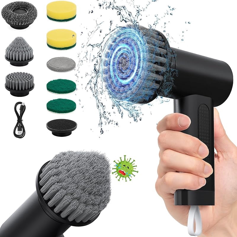 Electric Spin Scrubber, 3000 mAh Cordless Power Scrubber with 8 ...