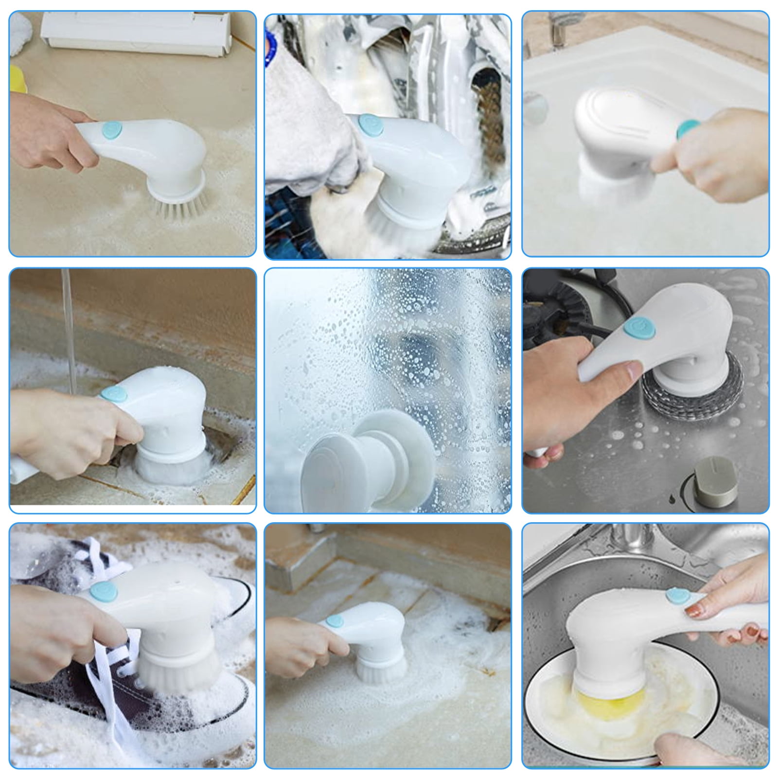 Electric Spin Scrubber with 5 Brush Heads, Cordless Cleaning Brush Tub ...