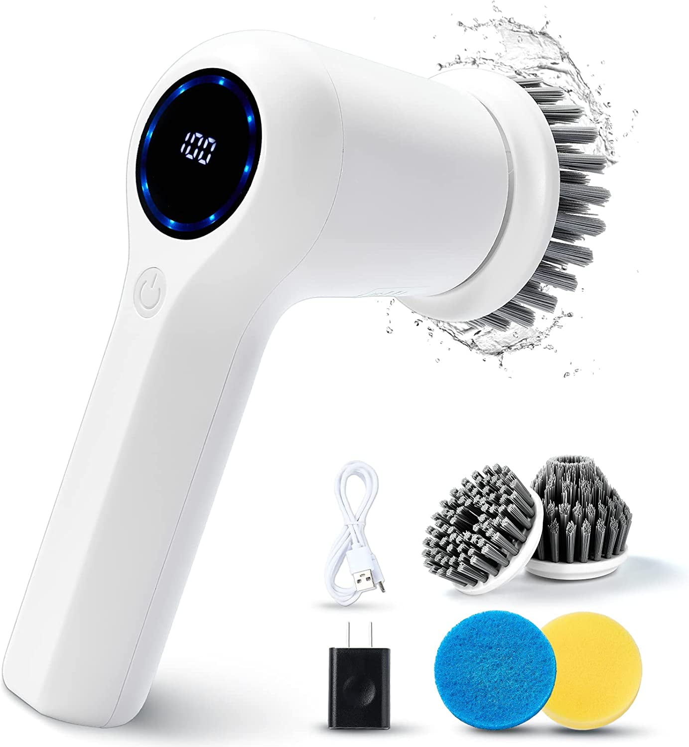 Aoresac Electric Spin Scrubber - Cordless, Rechargeable, 4 Heads, for ...