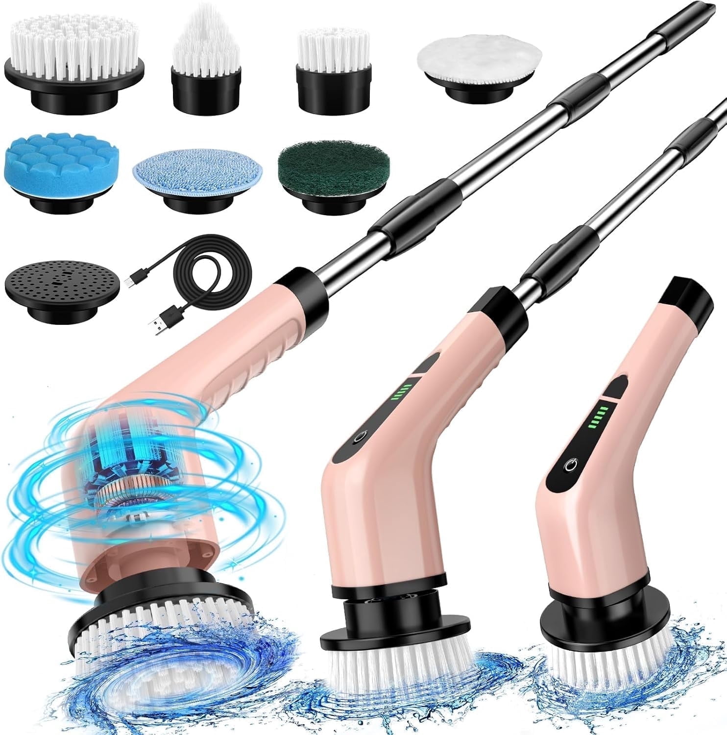 Electric Spin Scrubber, Bathroom Cleaning Brush, Pink Power Shower ...