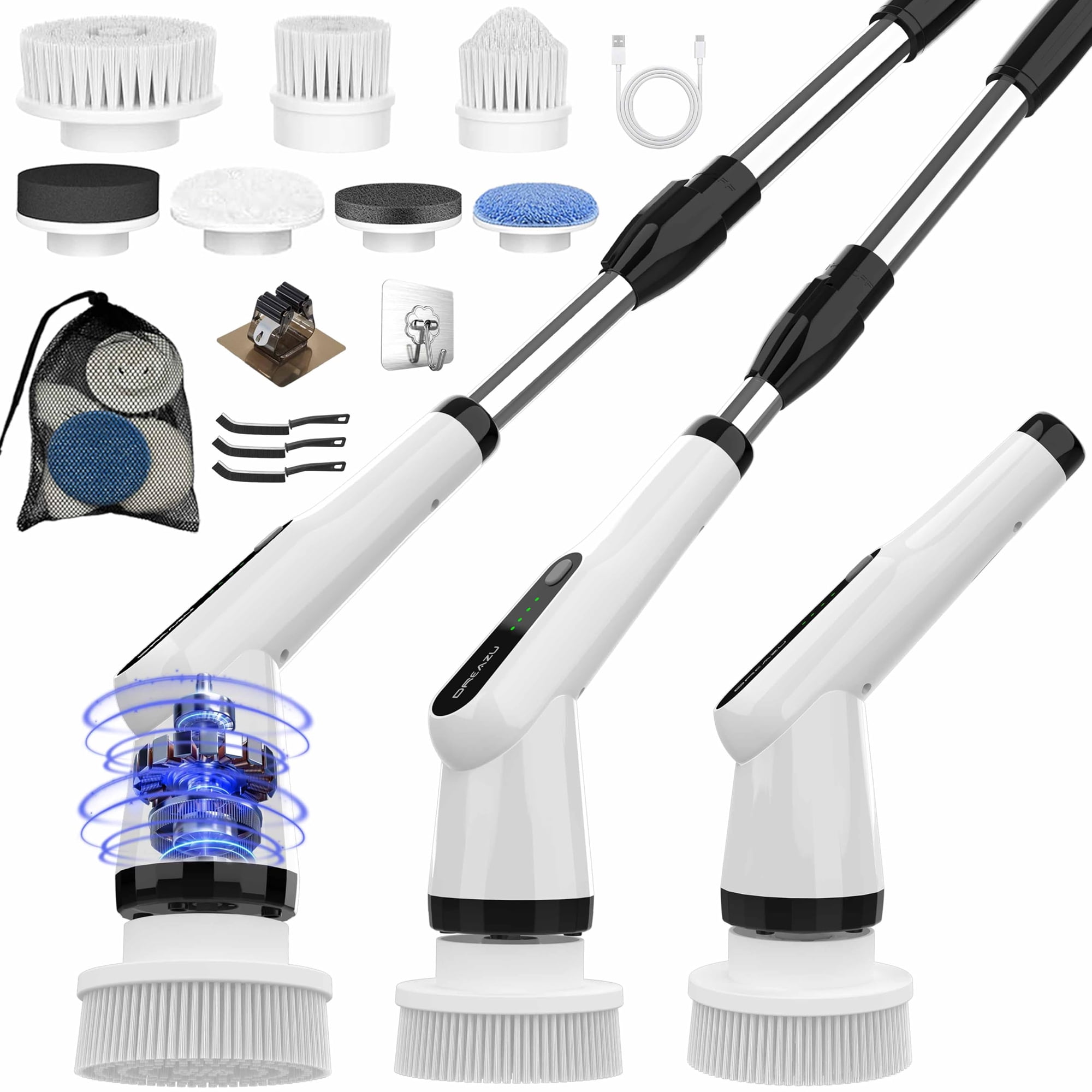 Electric Spin Scrubber for Bathroom & Kitchen, High-Frequency Vibration ...