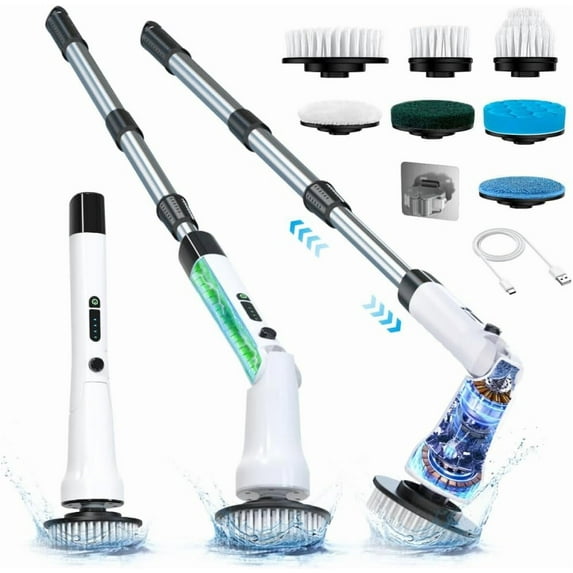 Electric Spin Scrubber, Bathroom Scrubber Electric with 7 Replaceable ...