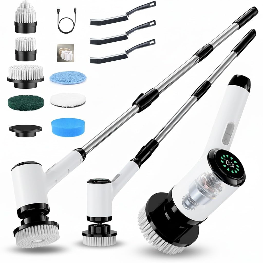 Electric Spin Scrubber for Cleaning-2 Adjustable Speeds,8 Cleaning ...