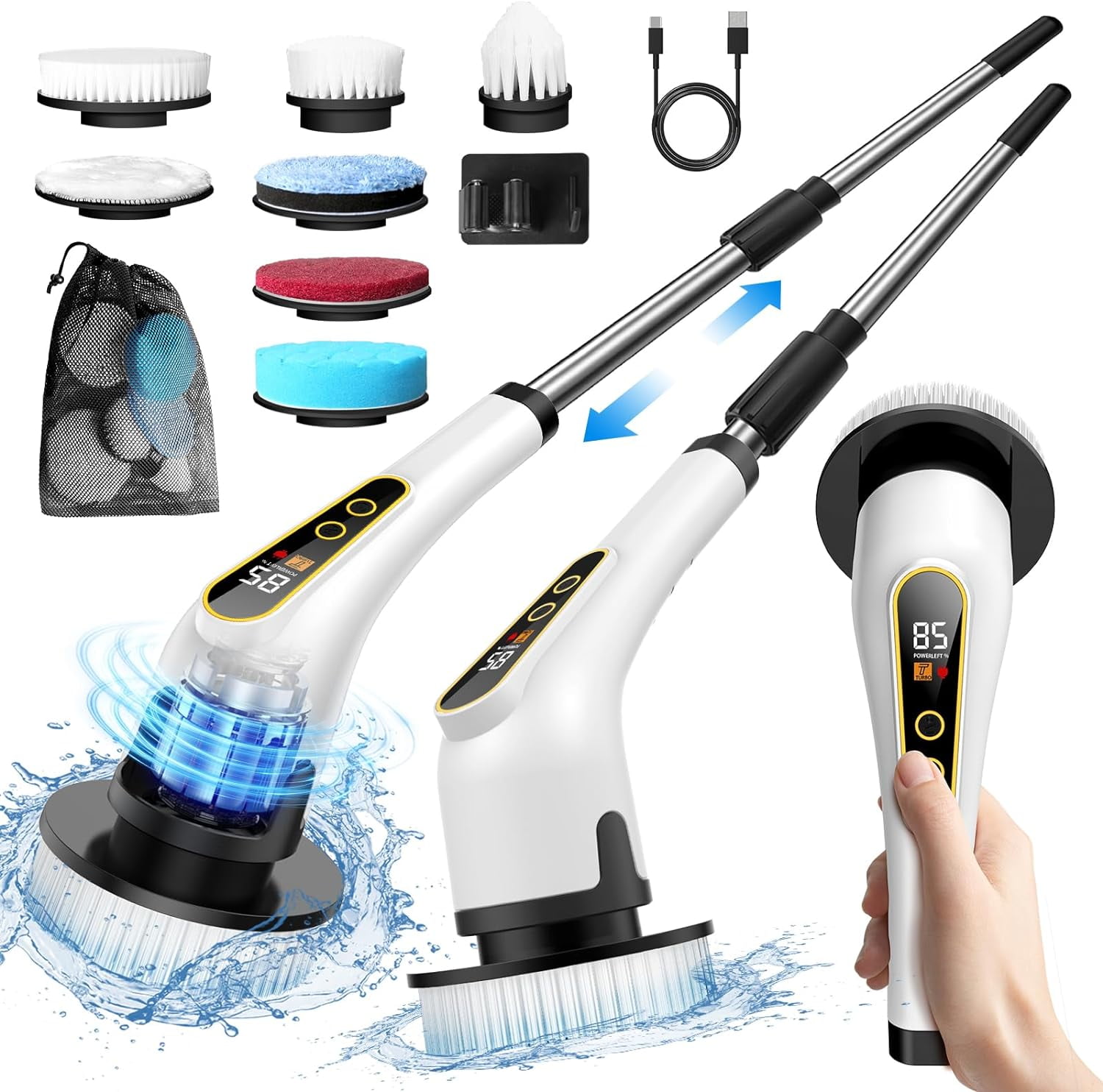 Electric Spin Scrubber for Cleaning, Cordless Scrub Brush with ...