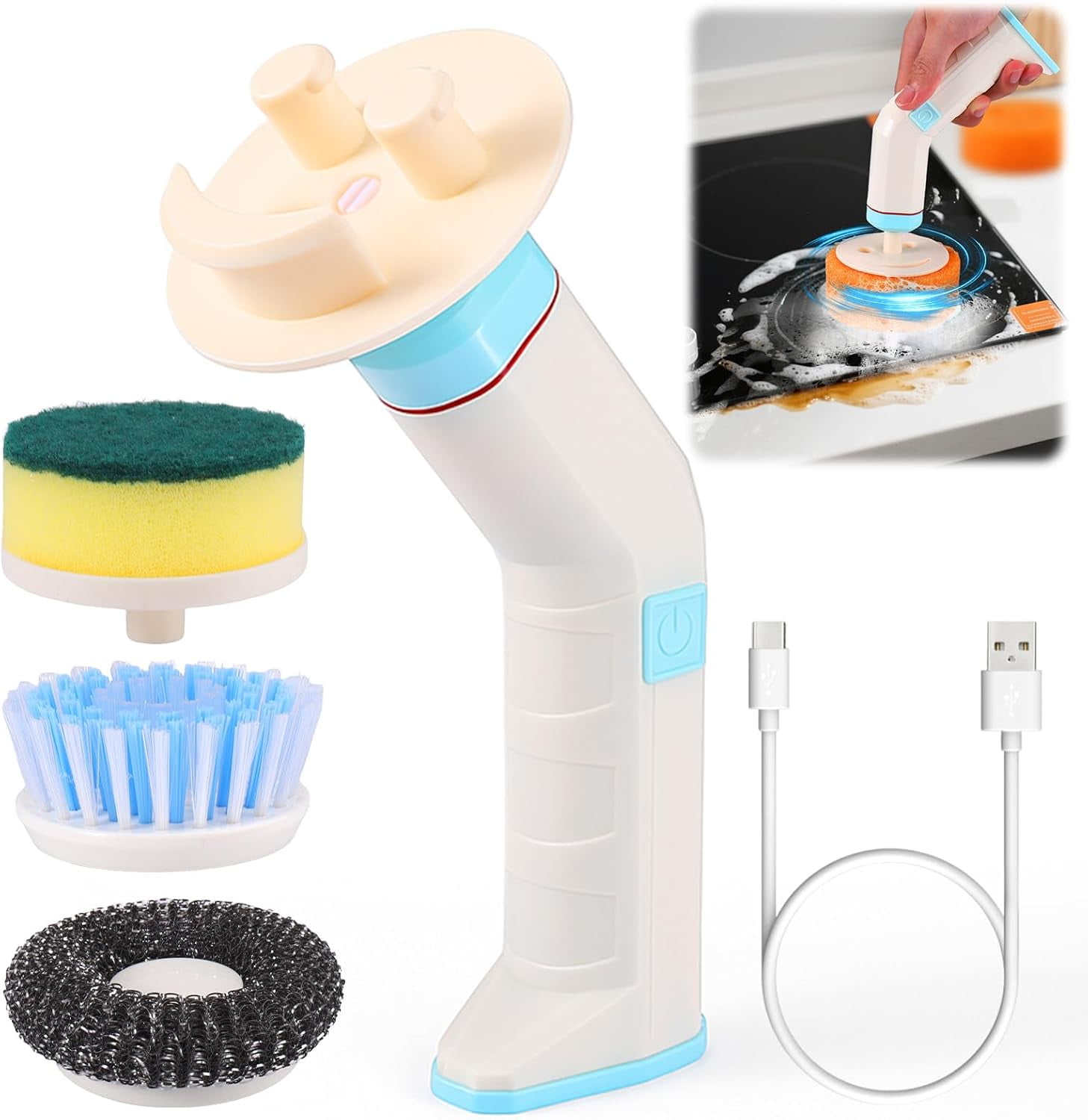 Electric Spin Scrubber Compatible with Scrub Daddy/Mommy Sponges,Smile ...
