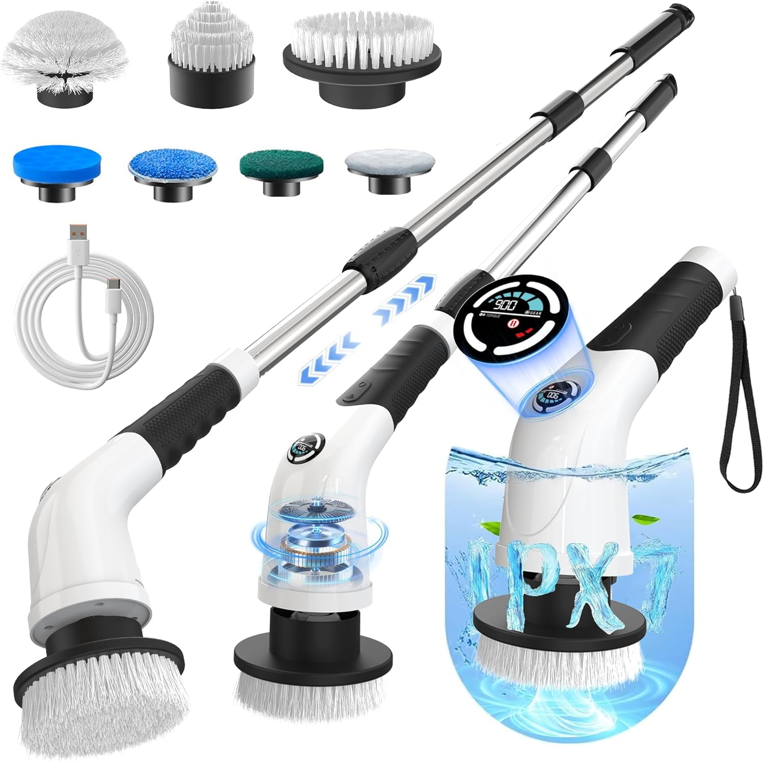 Electric Spin Scrubber, Cordless Cleaning Brush with 180 Min Runtime, 3 ...