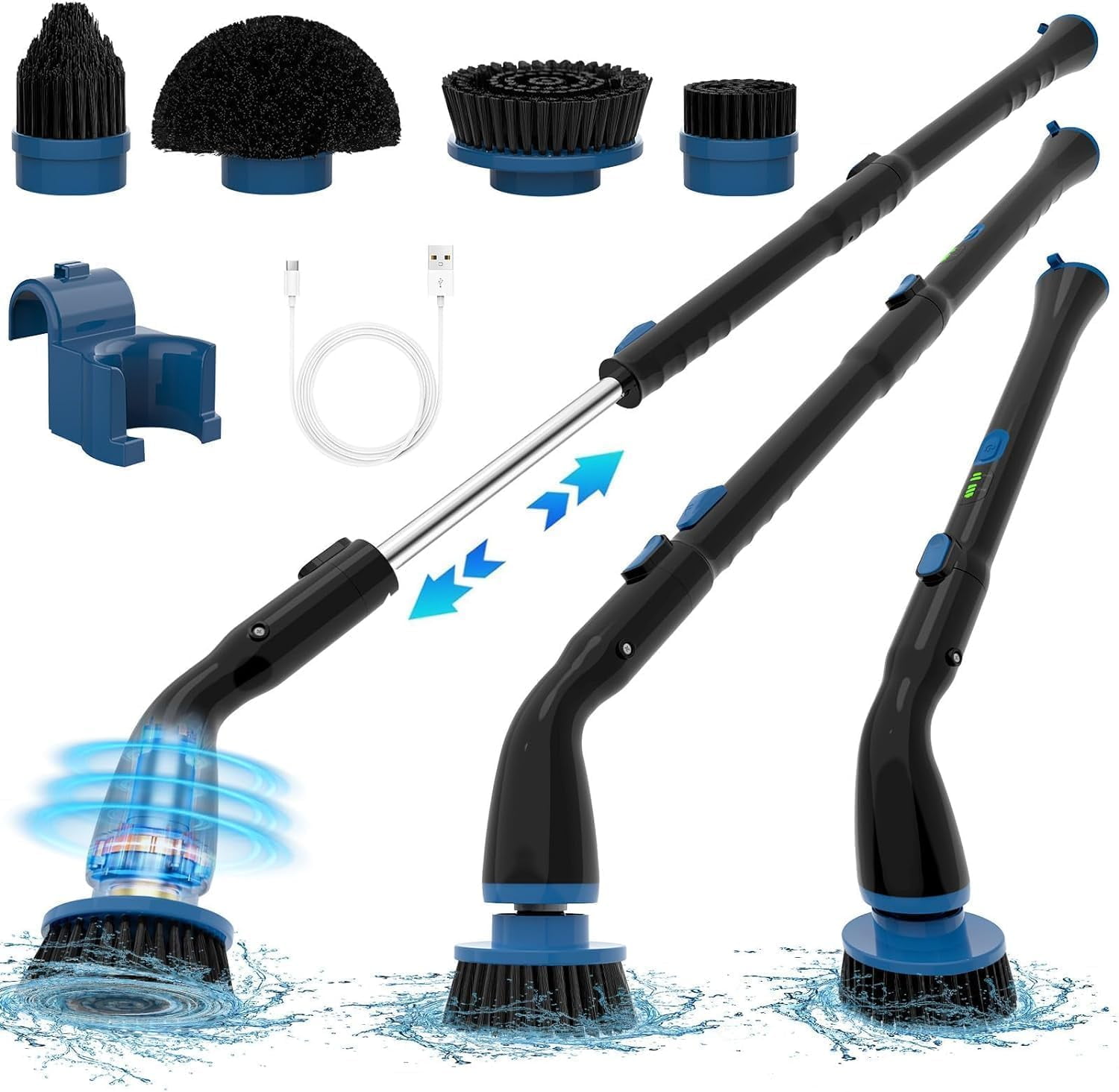 Electric Spin Scrubber, Cordless Cleaning Brush with 4 Replaceable ...