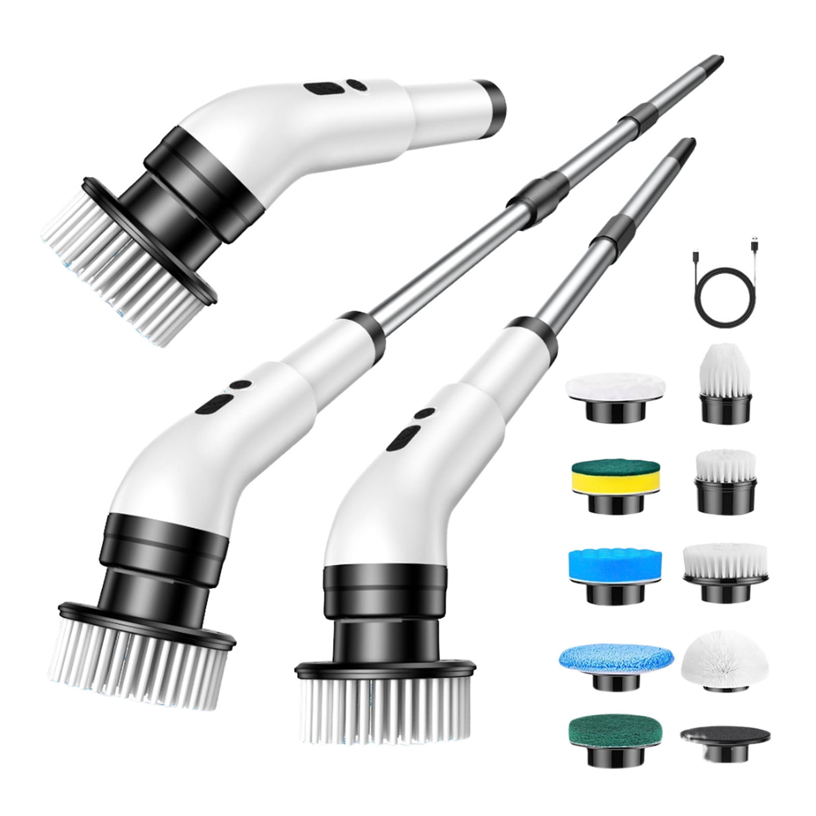 Electric Spin Scrubber,Cordless Cleaning Brush with 8 Replaceable Brush Heads & Extension Handle ...