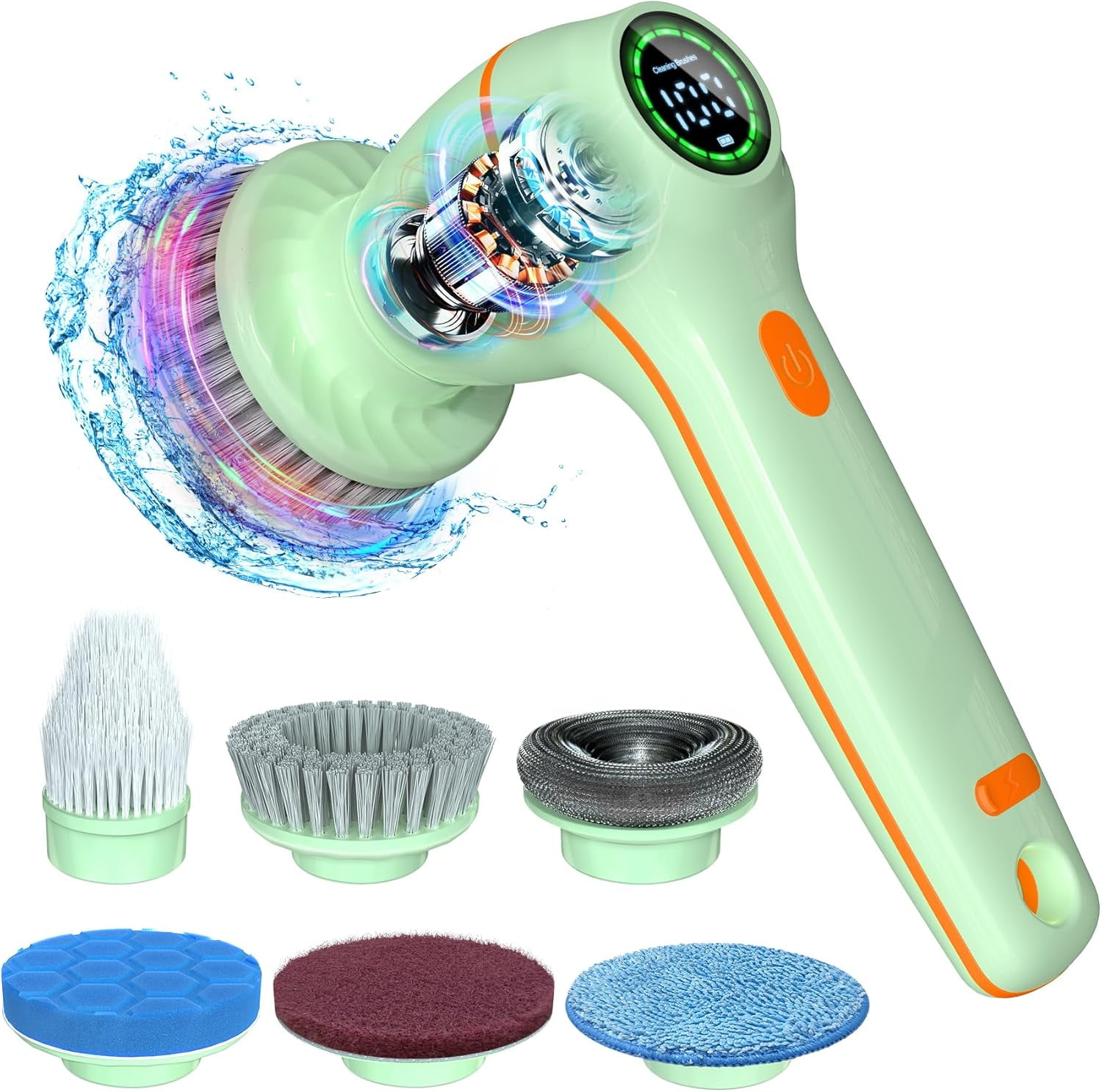 Electric Spin Scrubber, Cordless Cleaning Brush with LED Display, 6 ...