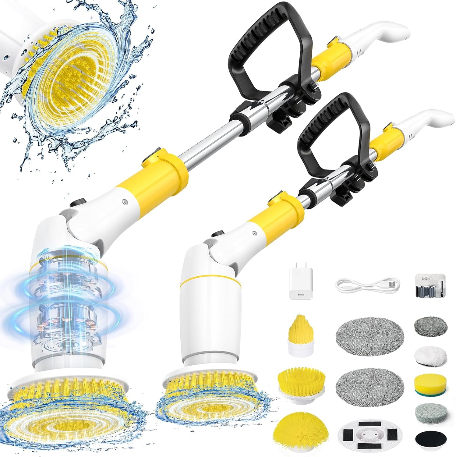 Electric Spin Scrubber, Cordless Cleaning Brush Shower Scrubber Up to ...