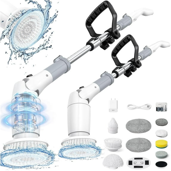 Electric Spin Scrubber, Cordless Cleaning Brush Shower Scrubber Up to ...