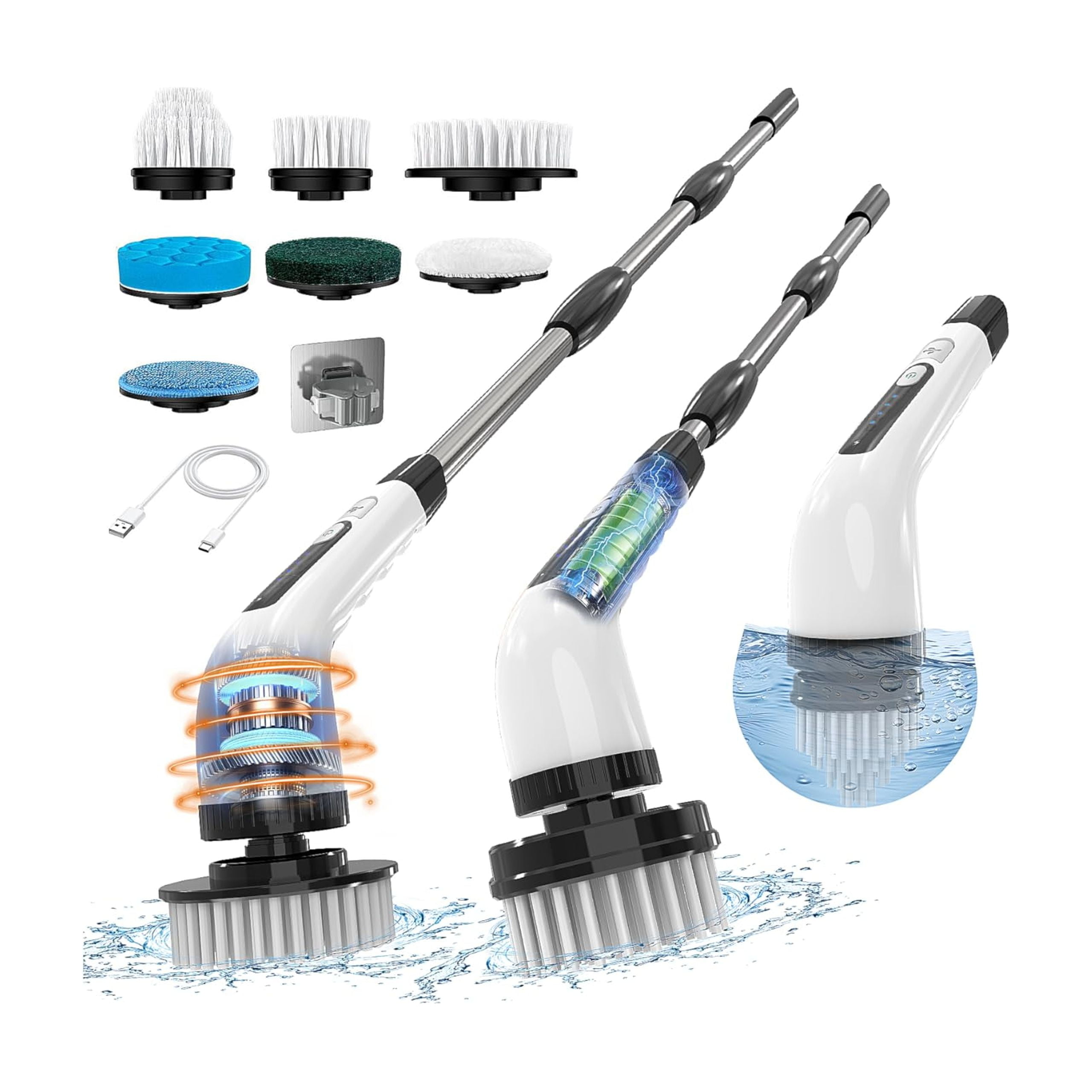 Electric Spin Scrubber, Cordless Cleaning Brush, Shower Scrubber with 7 ...