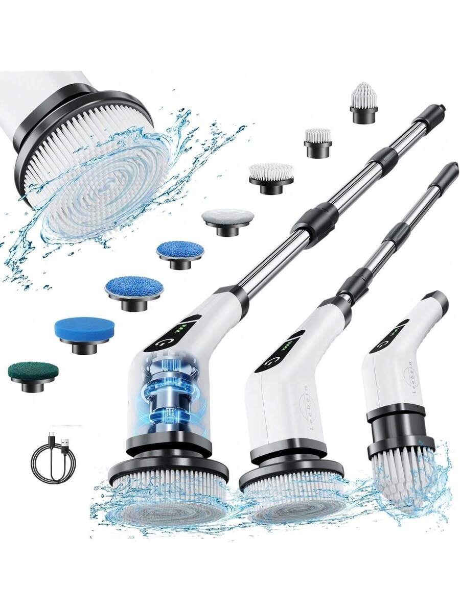 Electric Spin Scrubber, Cordless Cleaning Brush, Shower Scrubber With 9 ...