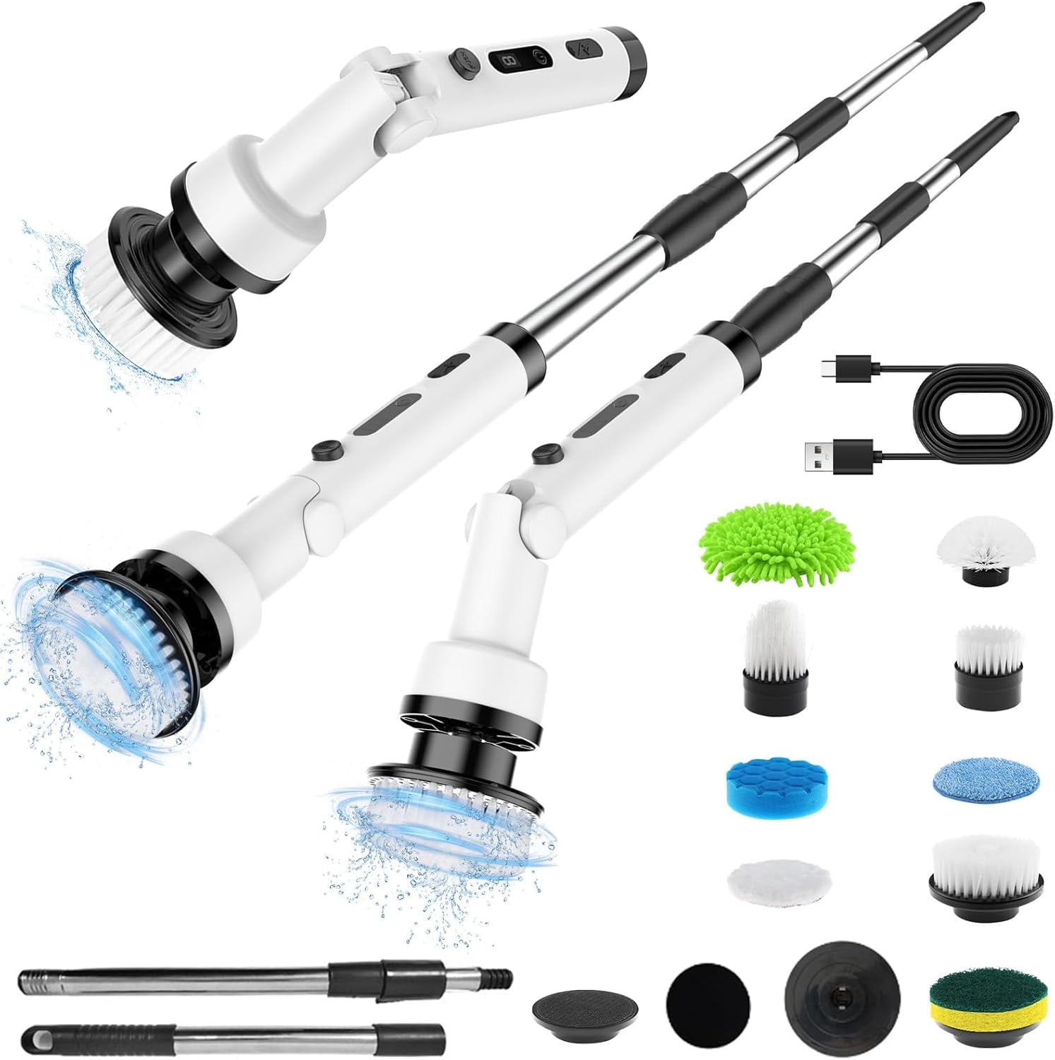 Electric Spin Scrubber Cordless Rechargeable, 3 Speed Shower Scrubber ...