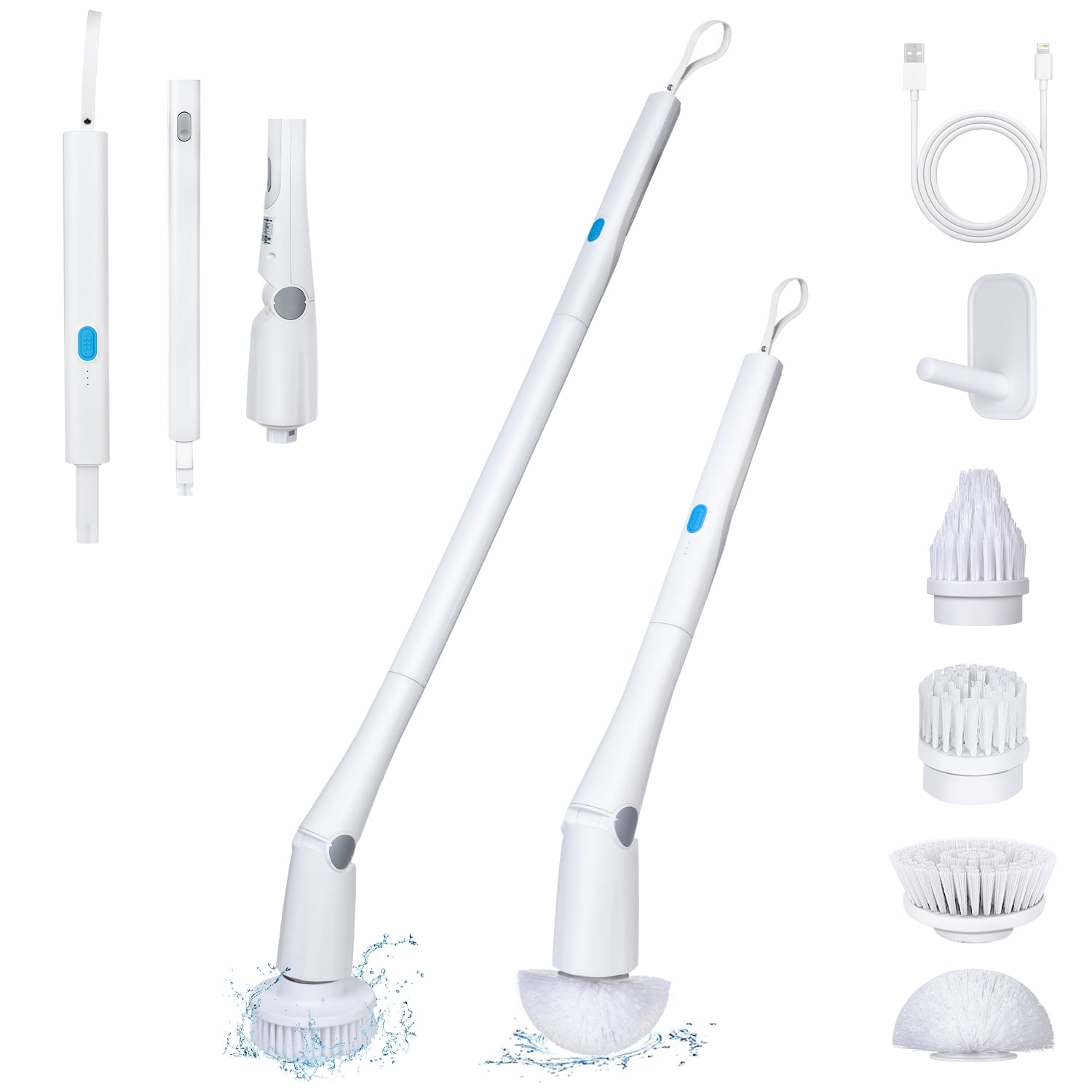 Electric Spin Scrubber Cordless Shower Scrubber with 4 Replaceable ...