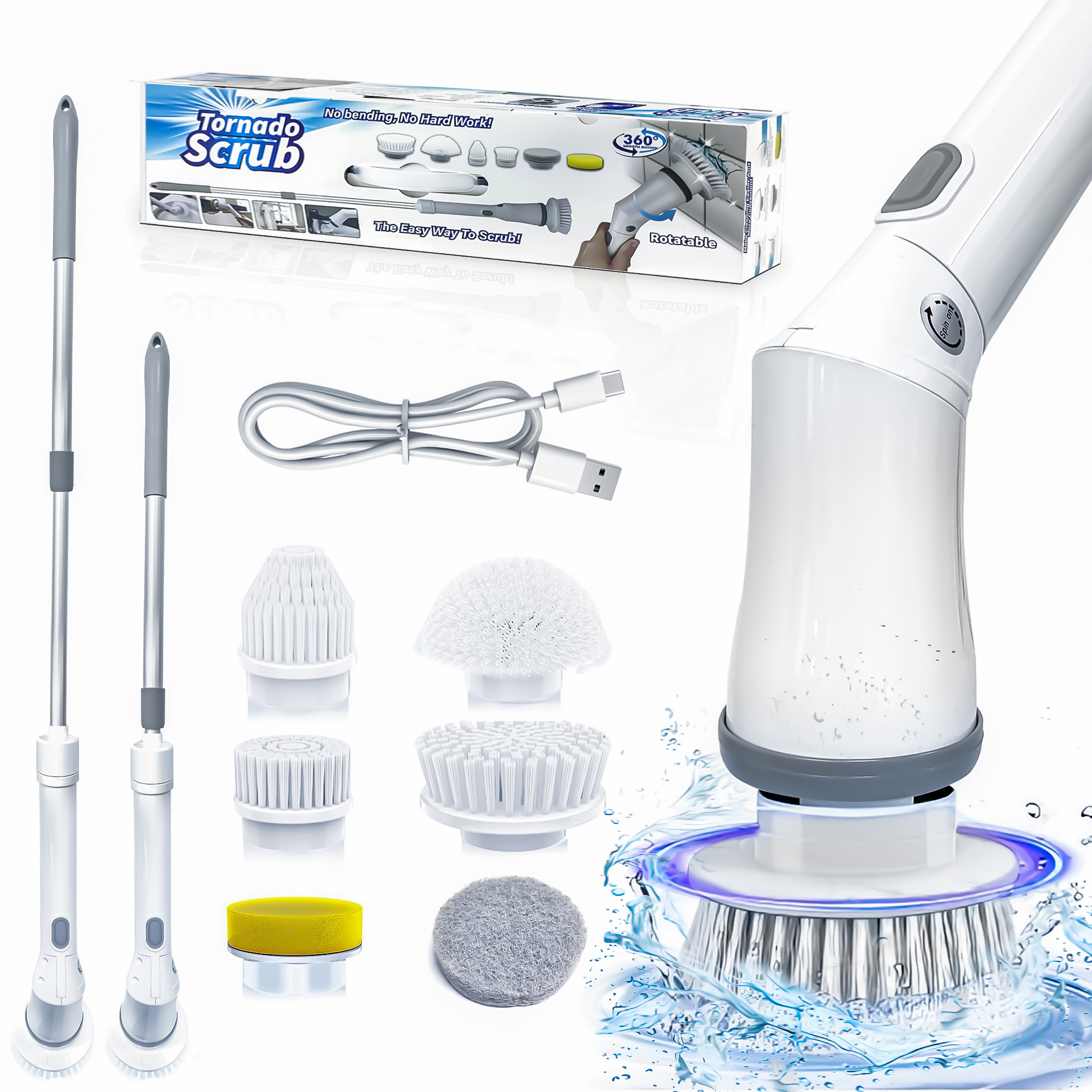 Electric Spin Scrubber, Cordless Shower Brush with 6 Replaceable ...