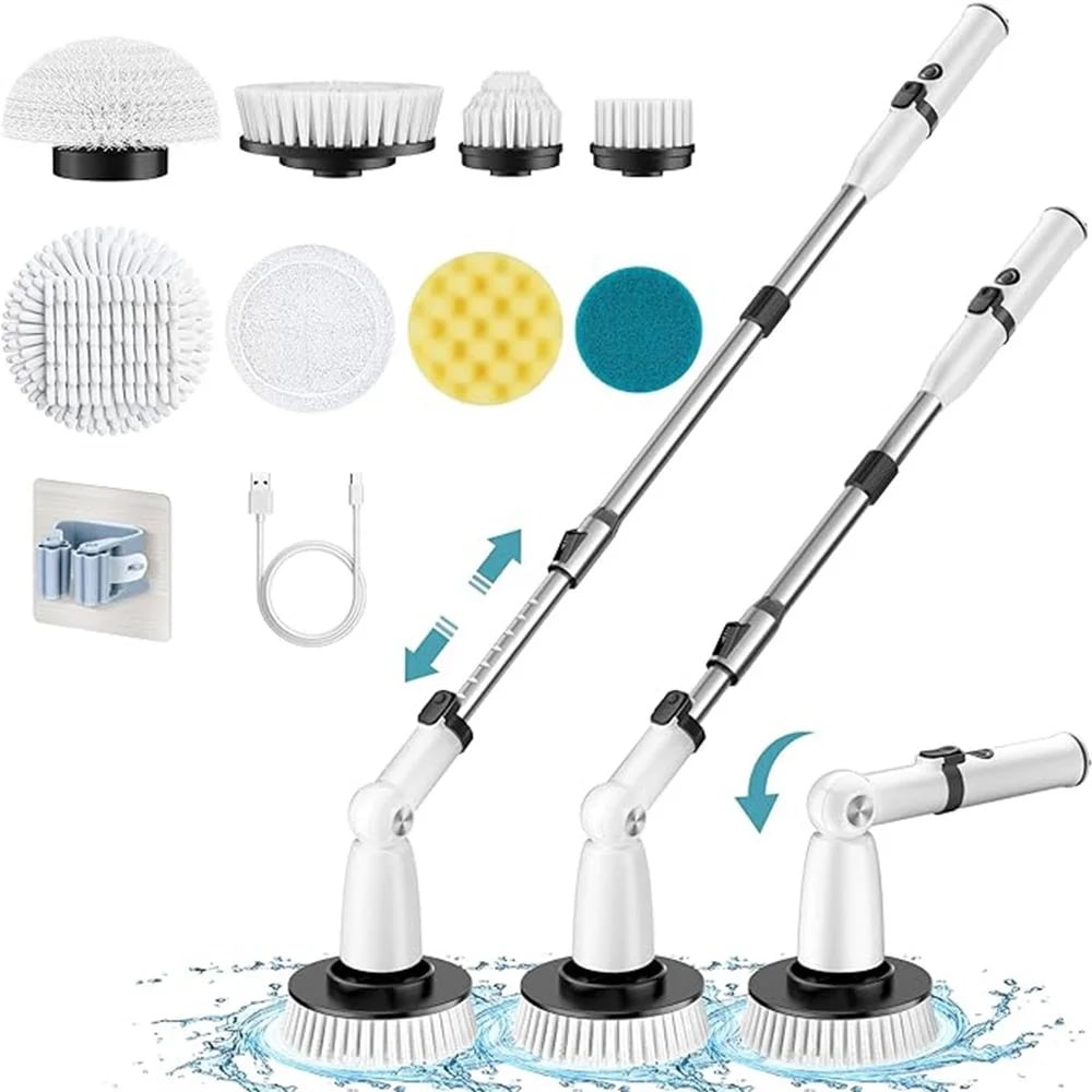 Electric Spin Scrubber, Cordless Shower Scrubber with 8 Replaceable ...
