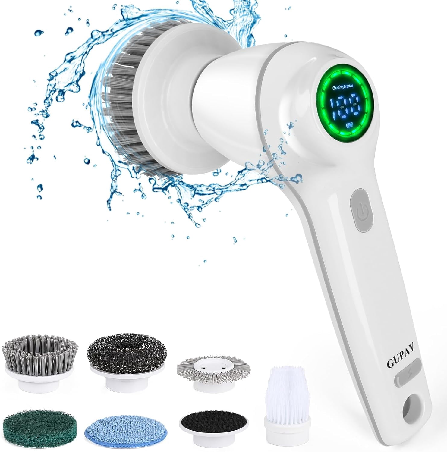 Electric Spin Scrubber, Cordless Shower Scrubber with Battery Level ...
