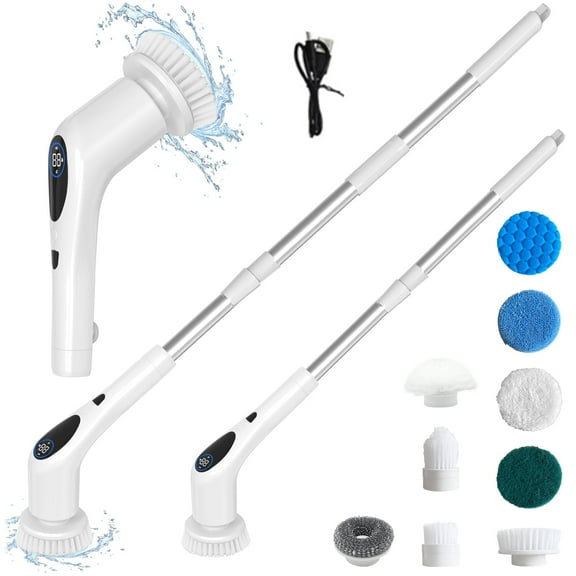 Cordless Electric Floor & Tile Scrubber, LED Display & Voice ...
