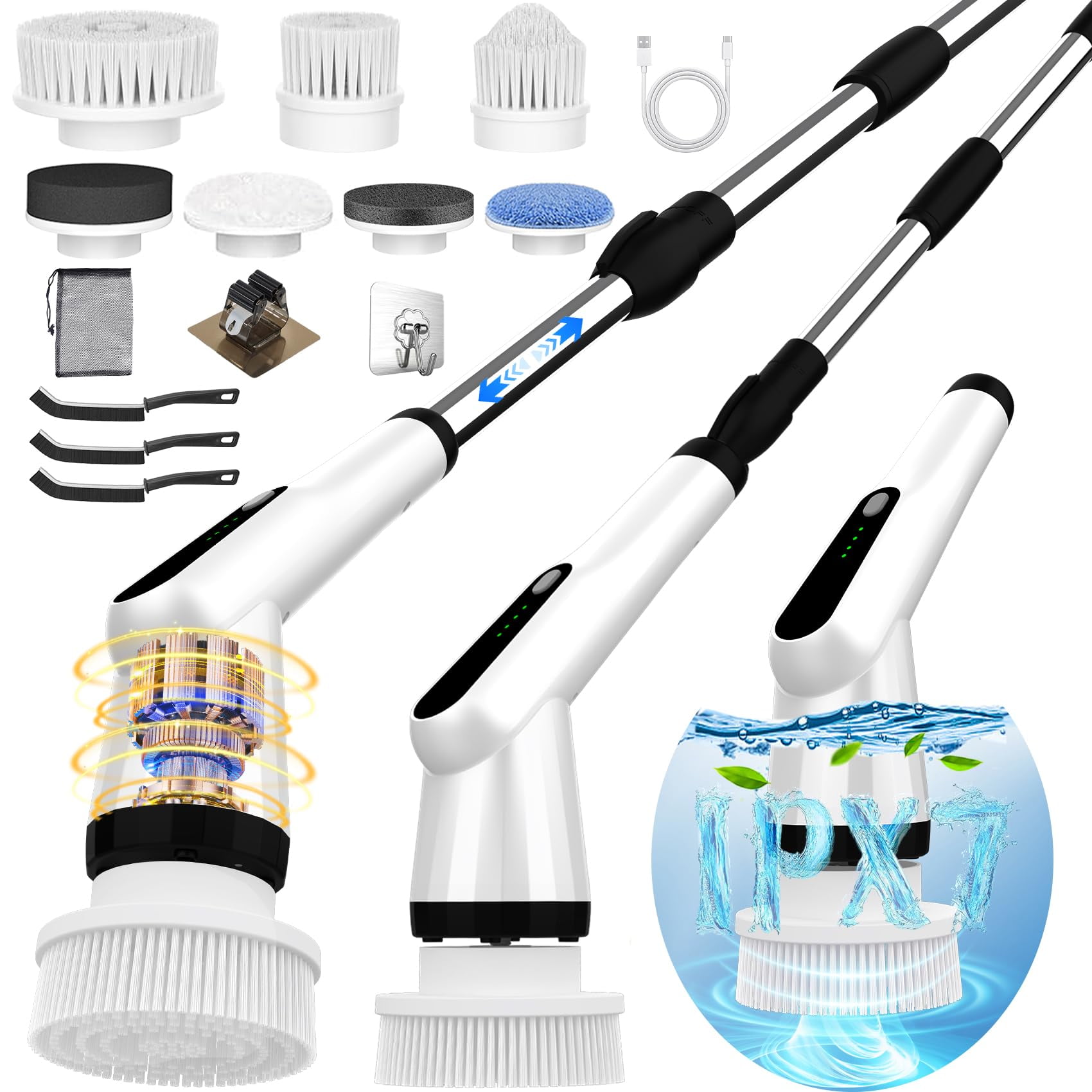 Electric Spin Scrubber, Dreazu IPX7 Bathroom Scrubber with 7 ...