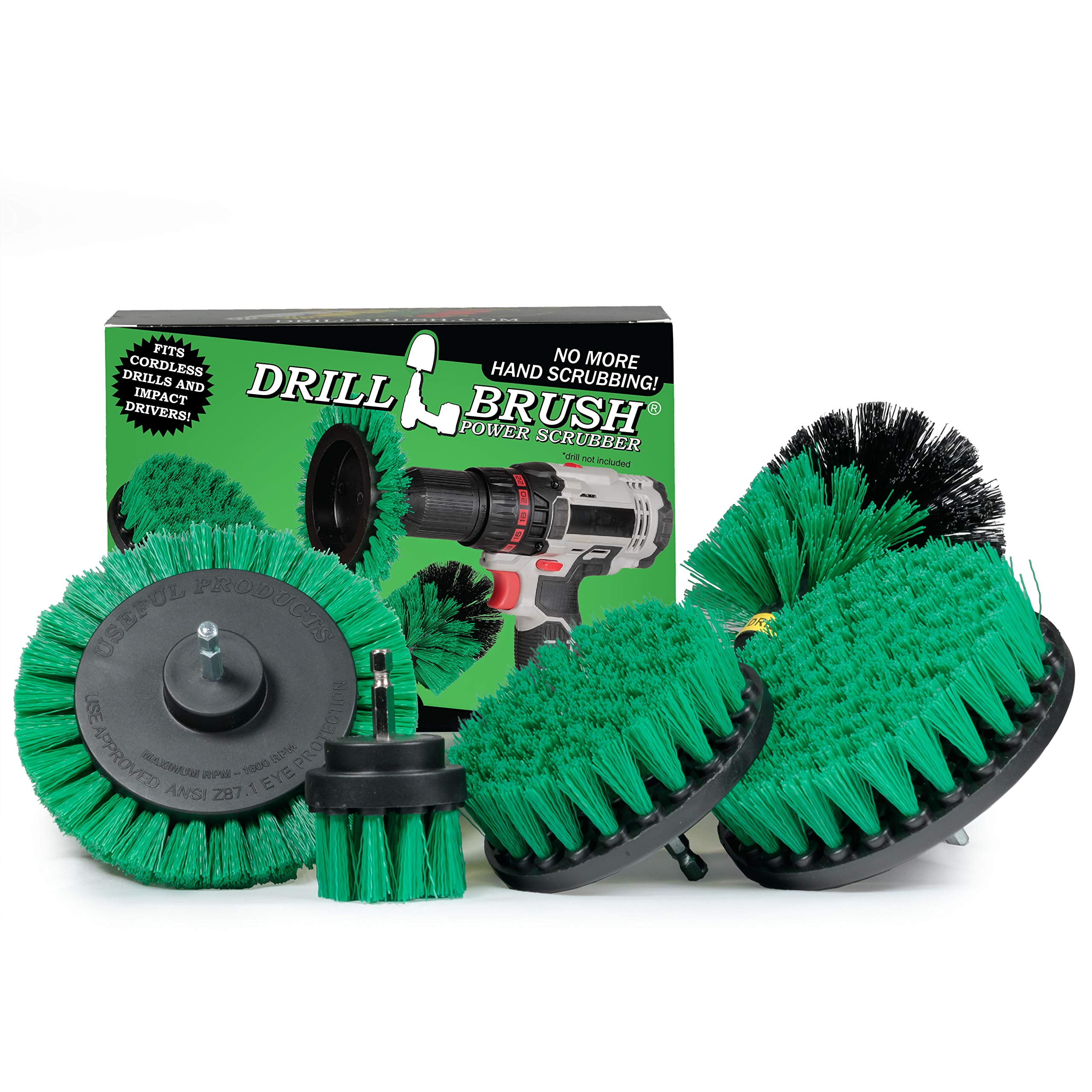Electric Spin Scrubber Drill Power Kitchen Scrub Brush Green Kit ...