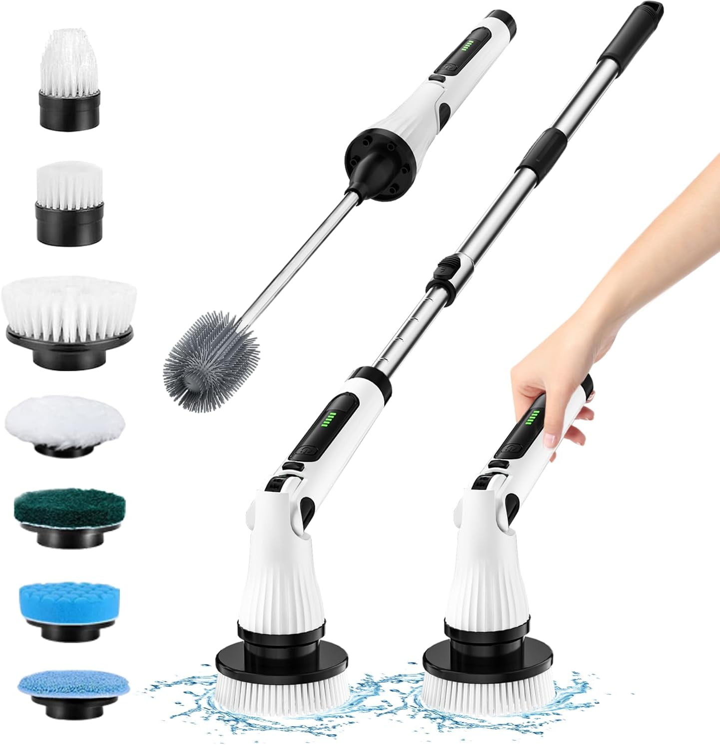 Electric Spin Scrubber, Electric Cleaning Brush with 8 Replaceable ...
