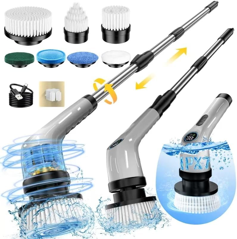 Electric Spin Scrubber, Full-Body IPX7 Waterproof Cordless Power ...