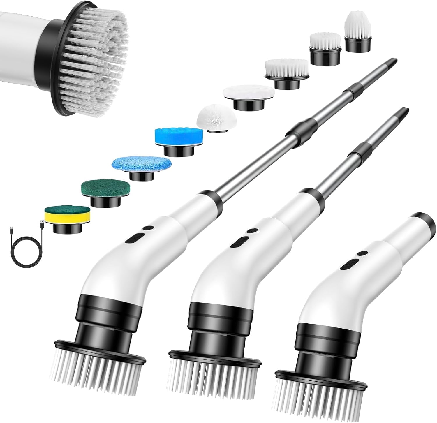 Electric Spin Scrubber with Handle,450RPM Cordless Bathroom Shower ...
