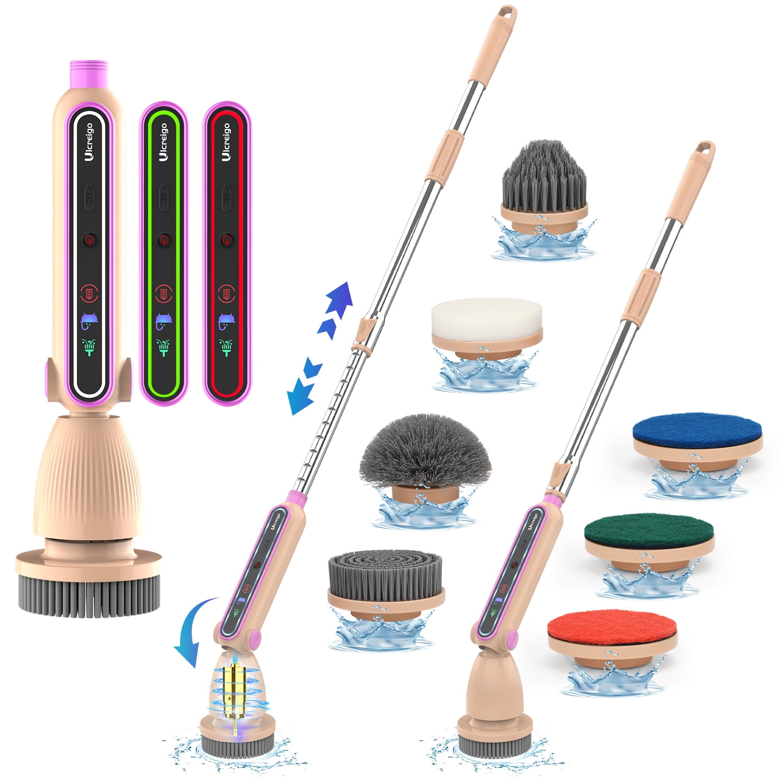 Electric Spin Scrubber, Shower Scrubber with Long Handle,Bathroom ...