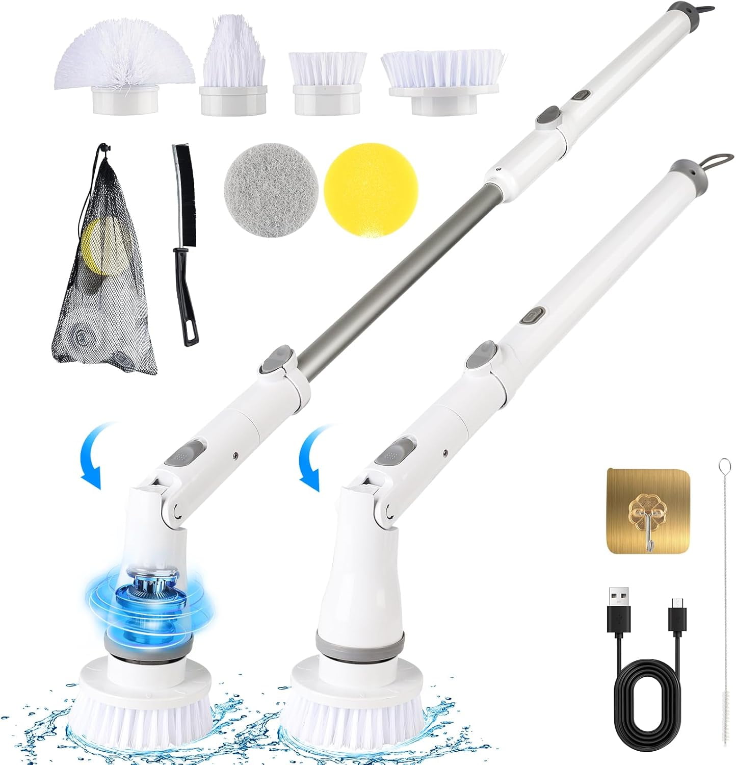 Electric Spin Scrubber T1, Cordless Shower Scrubber with 6 Replaceable ...