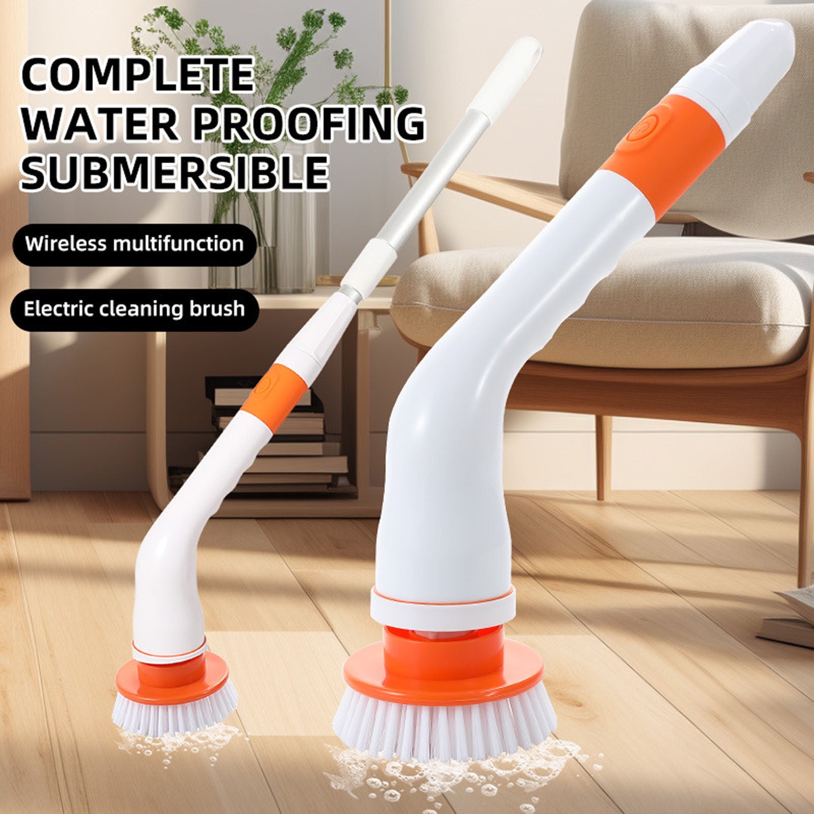 Electric Spin Scrubber | Telescopic Extension Handle 3 Interchangeable ...