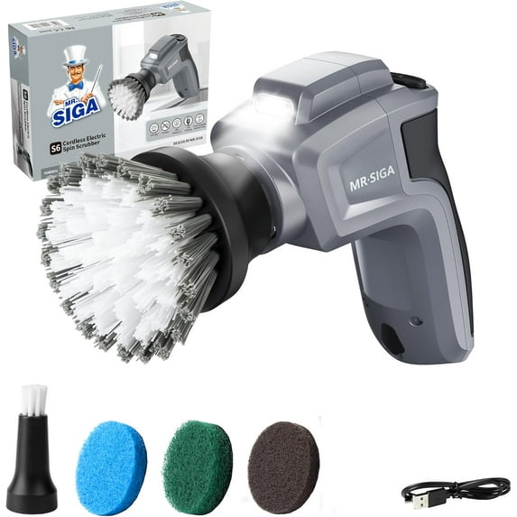 Electric Spin Scrubber for Kitchen and Bathroom Cleaning, Waterproof ...
